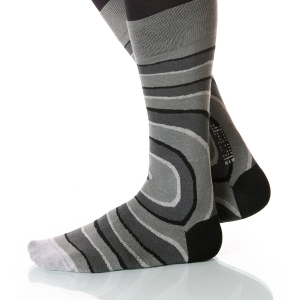 Belltower Gray Vertigo Socks; Men's or Women's Cotton Gray XOAB