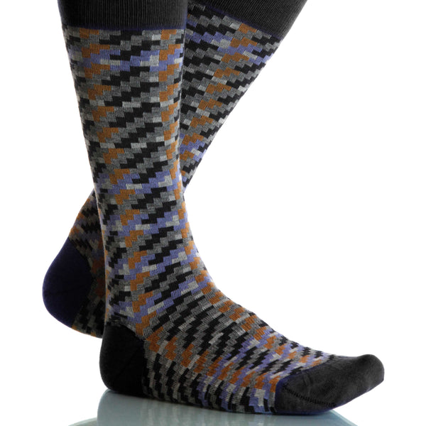 Downtown Coco Socks; Men's or Women's Cotton Black/Tan XOAB